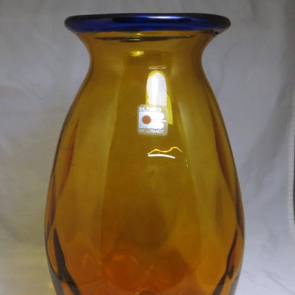 BLENKO | Accents | Amazing Mid Century Large Blenko Amber Vase With ...
